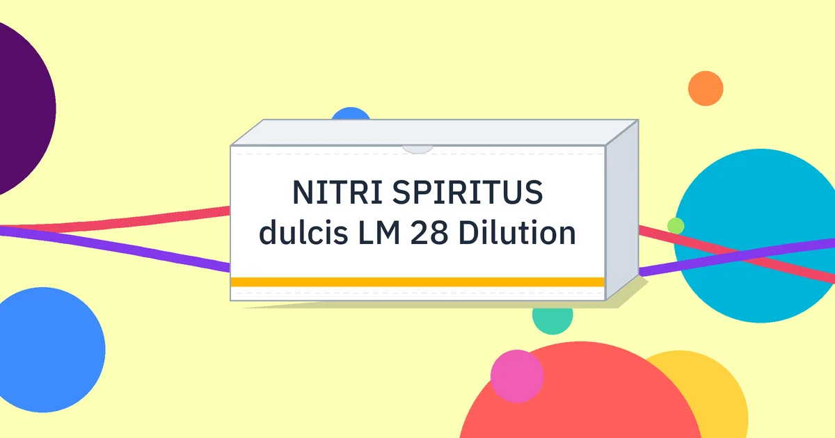 Symbolbild: Packung mit der Aufschrift NITRI SPIRITUS dulcis LM 28 Dilution (PZN 13619764) – Verfügbarkeit und Bezug in Apotheken in Frankfurt am Main