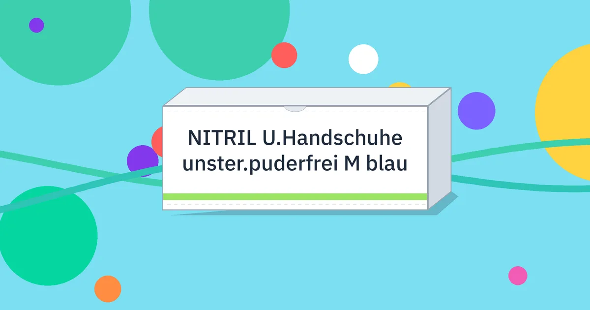 Symbolbild: Packung mit der Aufschrift NITRIL U.Handschuhe unster.puderfrei M blau (PZN 10319346) – Verfügbarkeit und Bezug in Apotheken in Frankfurt am Main