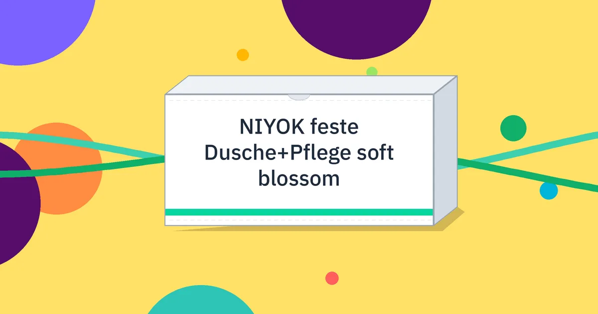 Symbolbild: Packung mit der Aufschrift NIYOK feste Dusche+Pflege soft blossom (PZN 18836495) – Verfügbarkeit und Bezug in Apotheken in Frankfurt am Main