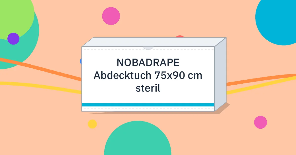 Symbolbild: Packung mit der Aufschrift NOBADRAPE Abdecktuch 75x90 cm steril (PZN 01844438) – Verfügbarkeit und Bezug in Apotheken in Frankfurt am Main