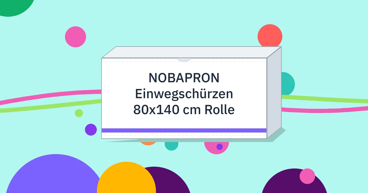 Symbolbild: Packung mit der Aufschrift NOBAPRON Einwegschürzen 80x140 cm Rolle (PZN 16796136) – Verfügbarkeit und Bezug in Apotheken in Frankfurt am Main