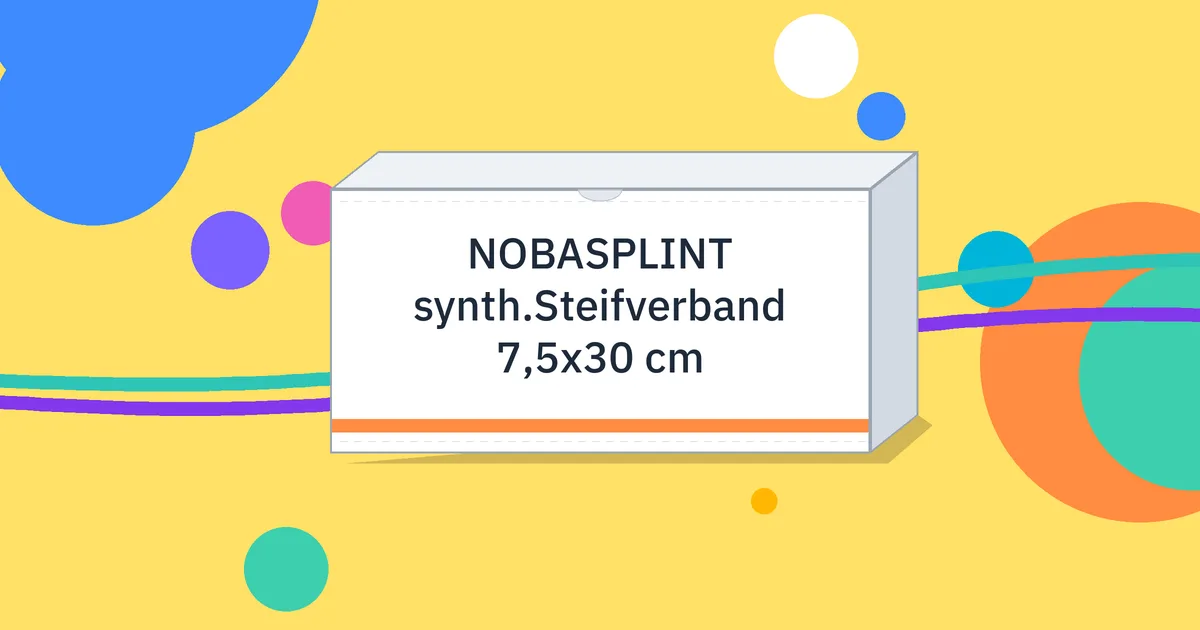 Symbolbild: Packung mit der Aufschrift NOBASPLINT synth.Steifverband 7,5x30 cm (PZN 02156781) – Verfügbarkeit und Bezug in Apotheken in Frankfurt am Main