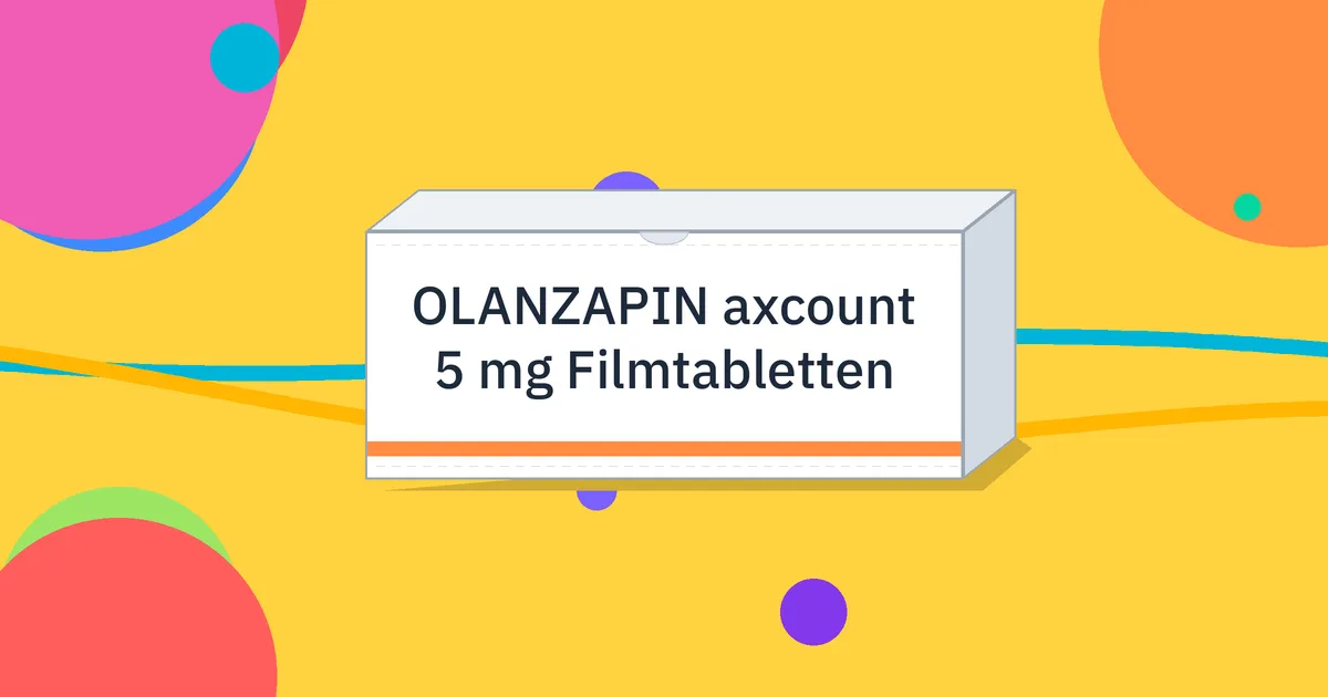 Symbolbild: Packung mit der Aufschrift OLANZAPIN axcount 5 mg Filmtabletten (PZN 02415024) – Verfügbarkeit und Bezug in Apotheken in Frankfurt am Main