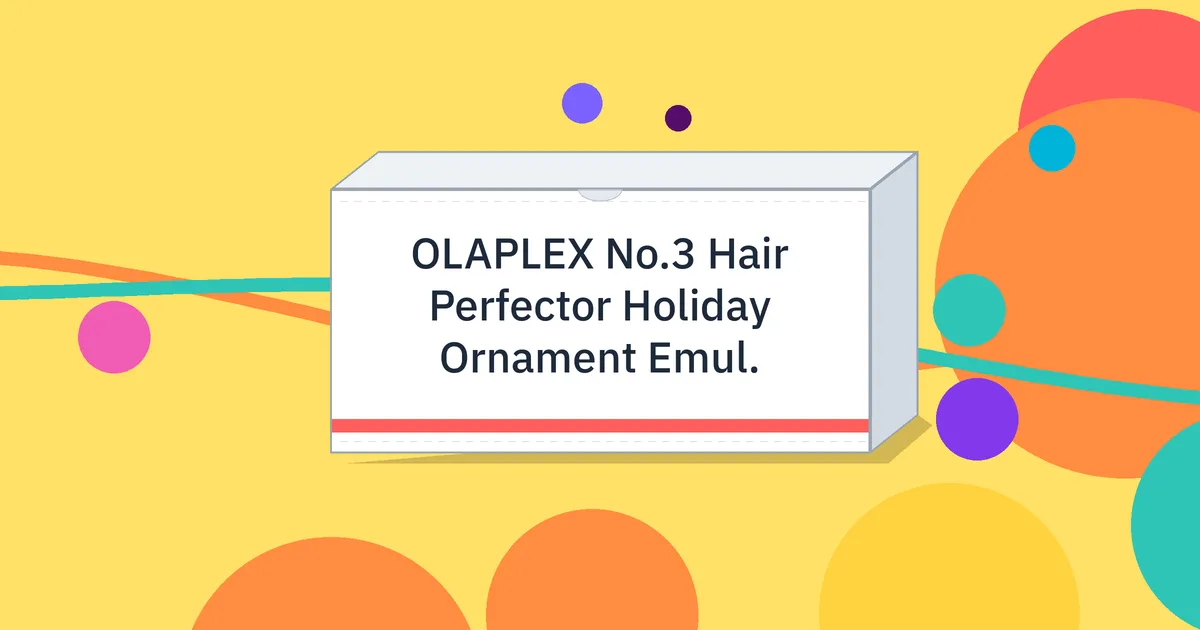 Symbolbild: Packung mit der Aufschrift OLAPLEX No.3 Hair Perfector Holiday Ornament Emul. (PZN 18815493) – Verfügbarkeit und Bezug in Apotheken in Frankfurt am Main