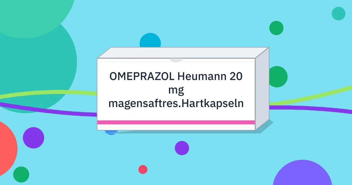 Symbolbild: Packung mit der Aufschrift OMEPRAZOL Heumann 20 mg magensaftres.Hartkapseln (PZN 01746954) – Verfügbarkeit und Bezug in Apotheken in Frankfurt am Main