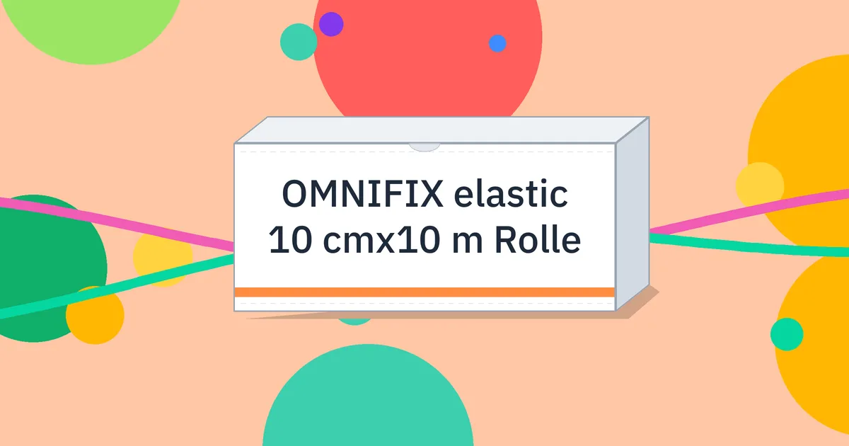 Symbolbild: Packung mit der Aufschrift OMNIFIX elastic 10 cmx10 m Rolle (PZN 18035849) – Verfügbarkeit und Bezug in Apotheken in Frankfurt am Main
