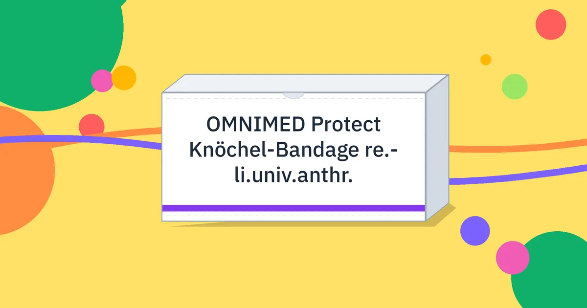 Symbolbild: Packung mit der Aufschrift OMNIMED Protect Knöchel-Bandage re.-li.univ.anthr. (PZN 16357313) – Verfügbarkeit und Bezug in Apotheken in Frankfurt am Main