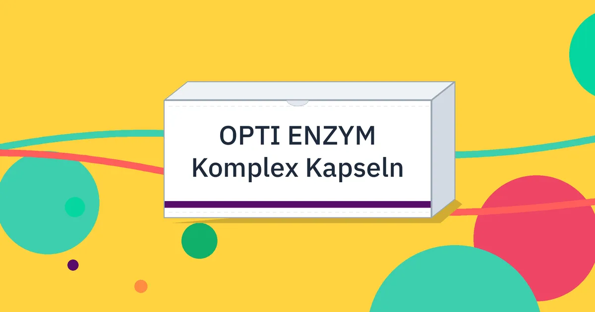 Symbolbild: Packung mit der Aufschrift OPTI ENZYM Komplex Kapseln (PZN 06435294) – Verfügbarkeit und Bezug in Apotheken in Frankfurt am Main