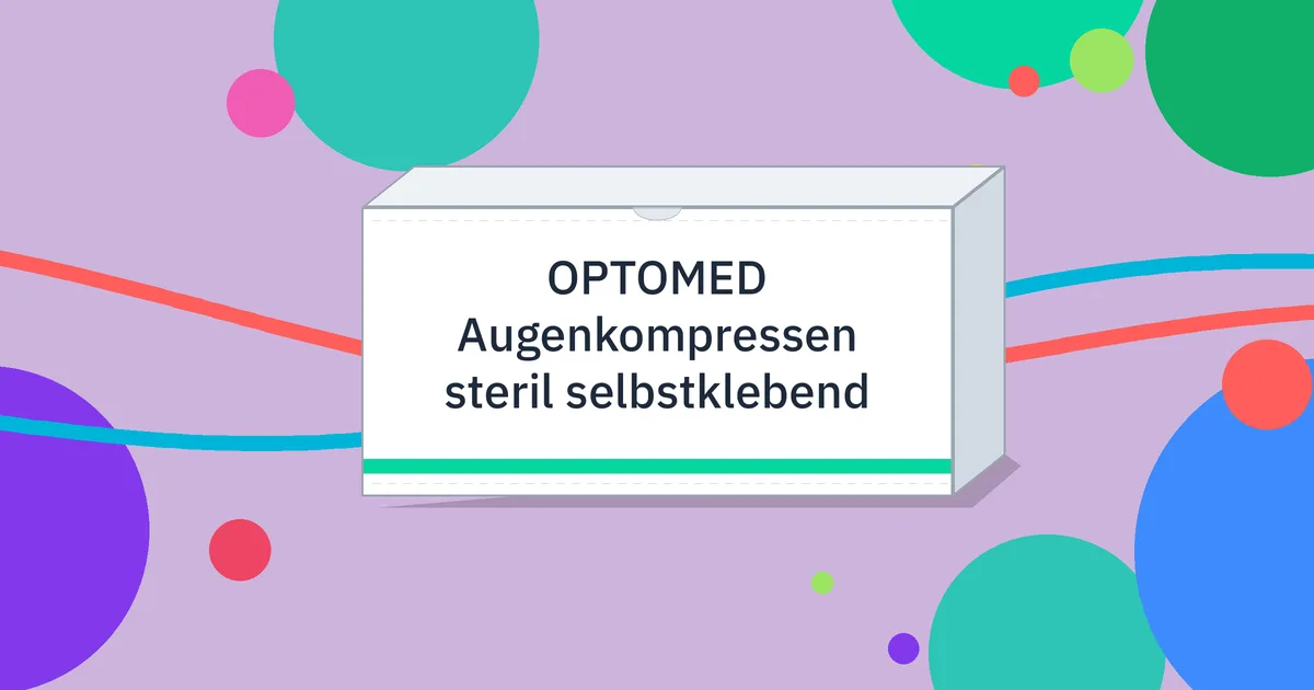 Symbolbild: Packung mit der Aufschrift OPTOMED Augenkompressen steril selbstklebend (PZN 09947037) – Verfügbarkeit und Bezug in Apotheken in Frankfurt am Main