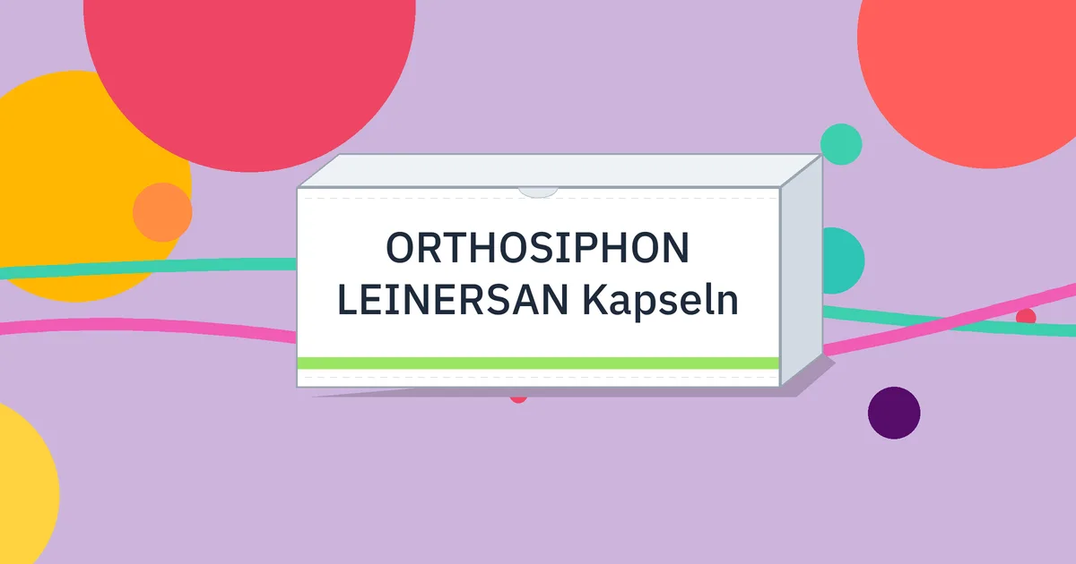 Symbolbild: Packung mit der Aufschrift ORTHOSIPHON LEINERSAN Kapseln (PZN 19765159) – Verfügbarkeit und Bezug in Apotheken in Frankfurt am Main