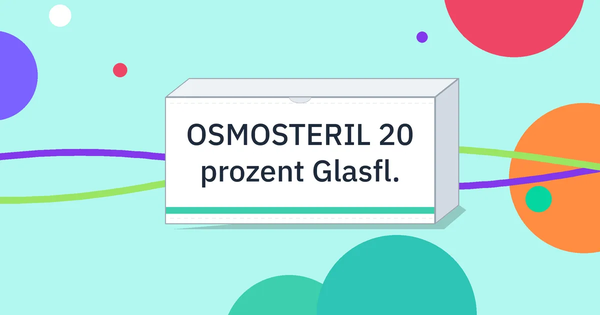 Symbolbild: Packung mit der Aufschrift OSMOSTERIL 20 prozent Glasfl. (PZN 02736946) – Verfügbarkeit und Bezug in Apotheken in Frankfurt am Main