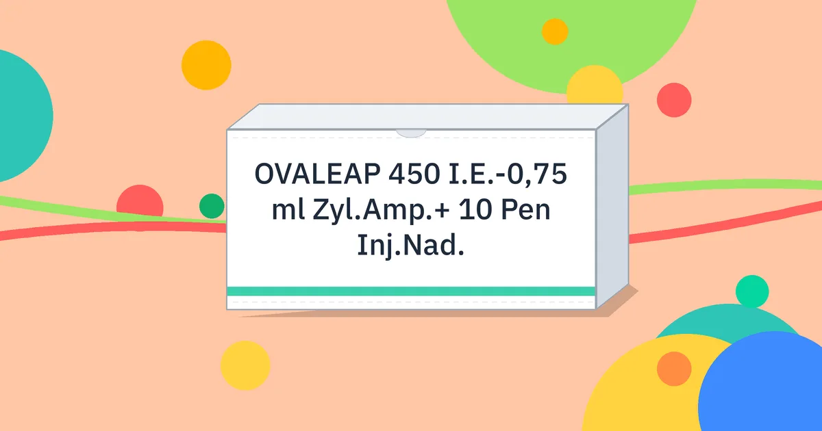 Symbolbild: Packung mit der Aufschrift OVALEAP 450 I.E.-0,75 ml Zyl.Amp.+ 10 Pen Inj.Nad. (PZN 12568964) – Verfügbarkeit und Bezug in Apotheken in Frankfurt am Main