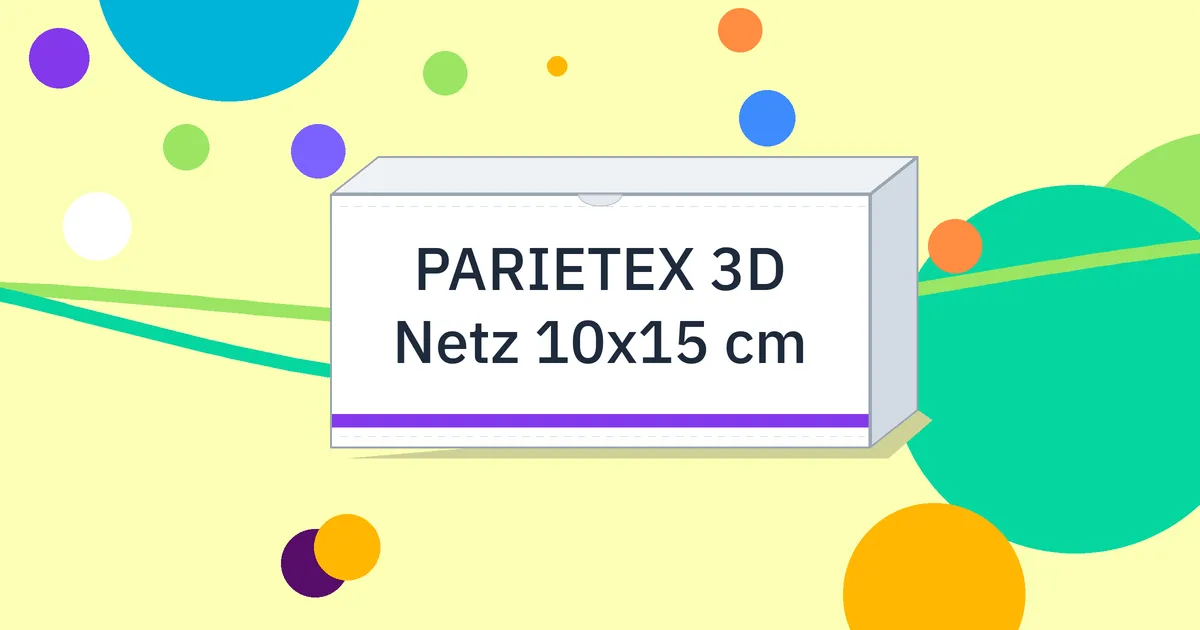 Symbolbild: Packung mit der Aufschrift PARIETEX 3D Netz 10x15 cm (PZN 00194754) – Verfügbarkeit und Bezug in Apotheken in Frankfurt am Main
