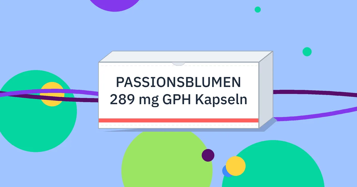 Symbolbild: Packung mit der Aufschrift PASSIONSBLUMEN 289 mg GPH Kapseln (PZN 09749455) – Verfügbarkeit und Bezug in Apotheken in Frankfurt am Main