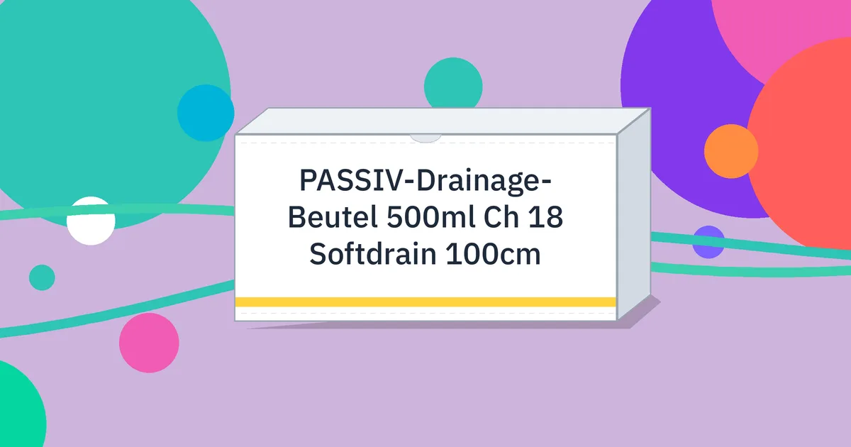 Symbolbild: Packung mit der Aufschrift PASSIV-Drainage-Beutel 500ml Ch 18 Softdrain 100cm (PZN 16598815) – Verfügbarkeit und Bezug in Apotheken in Frankfurt am Main