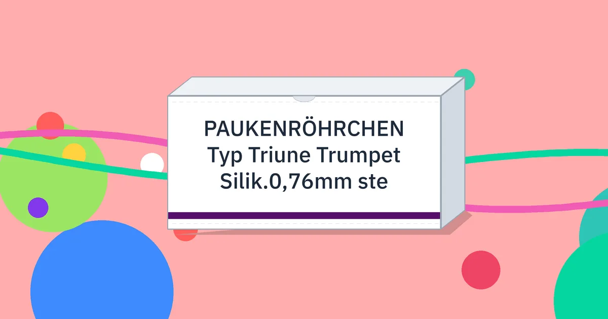 Symbolbild: Packung mit der Aufschrift PAUKENRÖHRCHEN Typ Triune Trumpet Silik.0,76mm ste (PZN 18668129) – Verfügbarkeit und Bezug in Apotheken in Frankfurt am Main