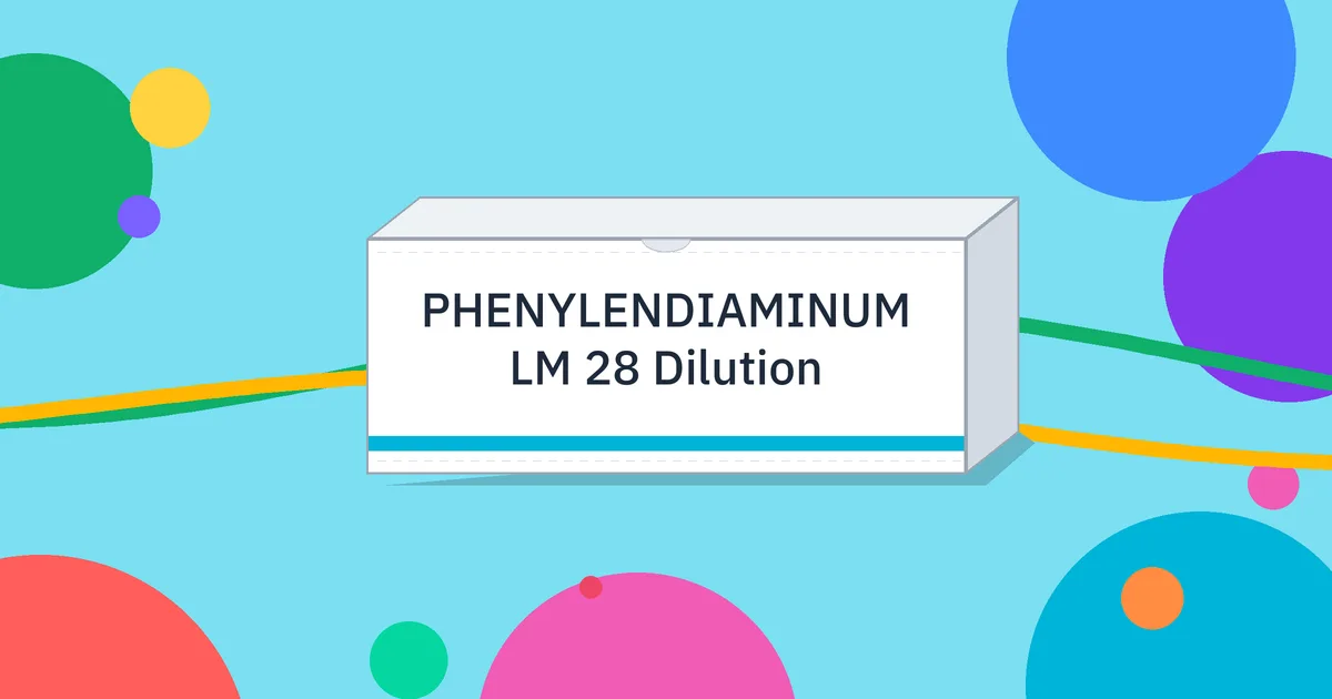 Symbolbild: Packung mit der Aufschrift PHENYLENDIAMINUM LM 28 Dilution (PZN 13638520) – Verfügbarkeit und Bezug in Apotheken in Frankfurt am Main
