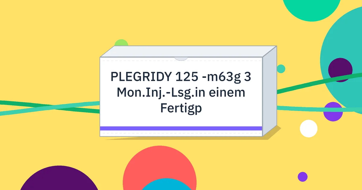Symbolbild: Packung mit der Aufschrift PLEGRIDY 125 -m63g 3 Mon.Inj.-Lsg.in einem Fertigp (PZN 11181915) – Verfügbarkeit und Bezug in Apotheken in Frankfurt am Main