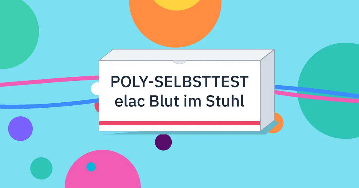 Symbolbild: Packung mit der Aufschrift POLY-SELBSTTEST elac Blut im Stuhl (PZN 18602277) – Verfügbarkeit und Bezug in Apotheken in Frankfurt am Main