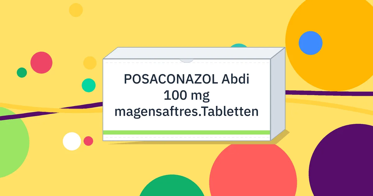 Symbolbild: Packung mit der Aufschrift POSACONAZOL Abdi 100 mg magensaftres.Tabletten (PZN 17842387) – Verfügbarkeit und Bezug in Apotheken in Frankfurt am Main