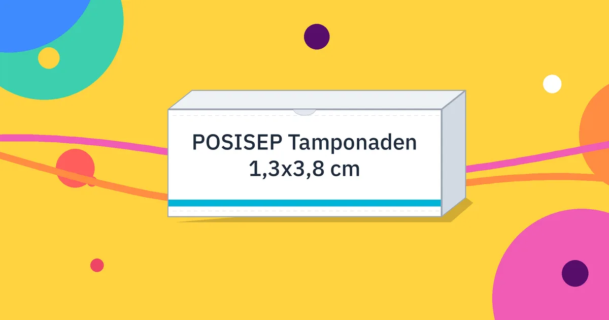Symbolbild: Packung mit der Aufschrift POSISEP Tamponaden 1,3x3,8 cm (PZN 11190601) – Verfügbarkeit und Bezug in Apotheken in Frankfurt am Main