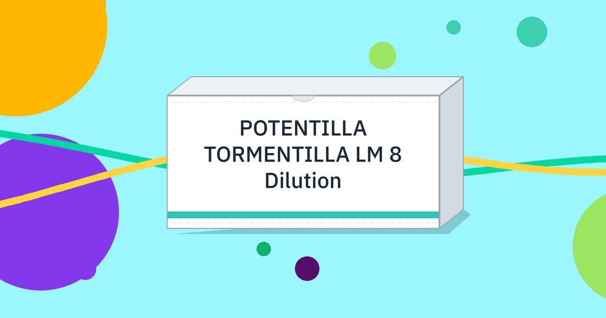 Symbolbild: Packung mit der Aufschrift POTENTILLA TORMENTILLA LM 8 Dilution (PZN 13665600) – Verfügbarkeit und Bezug in Apotheken in Frankfurt am Main
