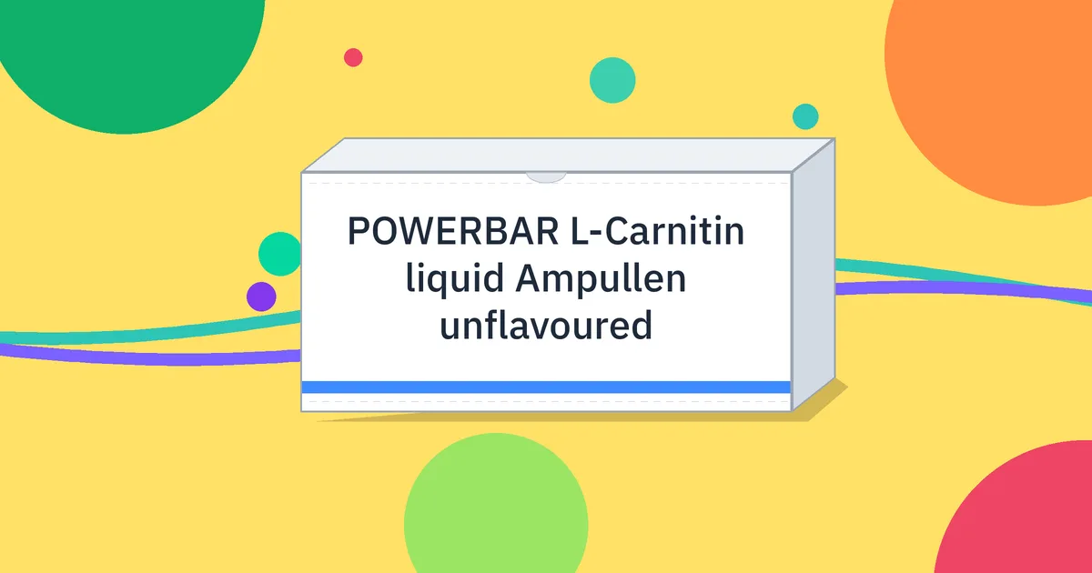 Symbolbild: Packung mit der Aufschrift POWERBAR L-Carnitin liquid Ampullen unflavoured (PZN 19858493) – Verfügbarkeit und Bezug in Apotheken in Frankfurt am Main
