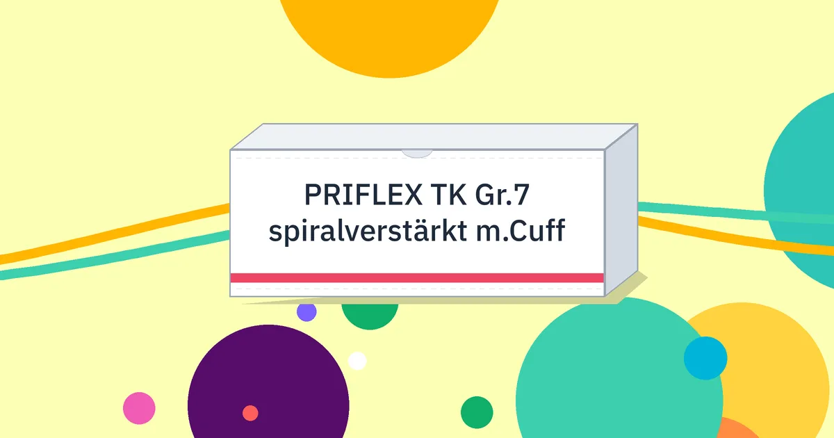 Symbolbild: Packung mit der Aufschrift PRIFLEX TK Gr.7 spiralverstärkt m.Cuff (PZN 10287540) – Verfügbarkeit und Bezug in Apotheken in Frankfurt am Main