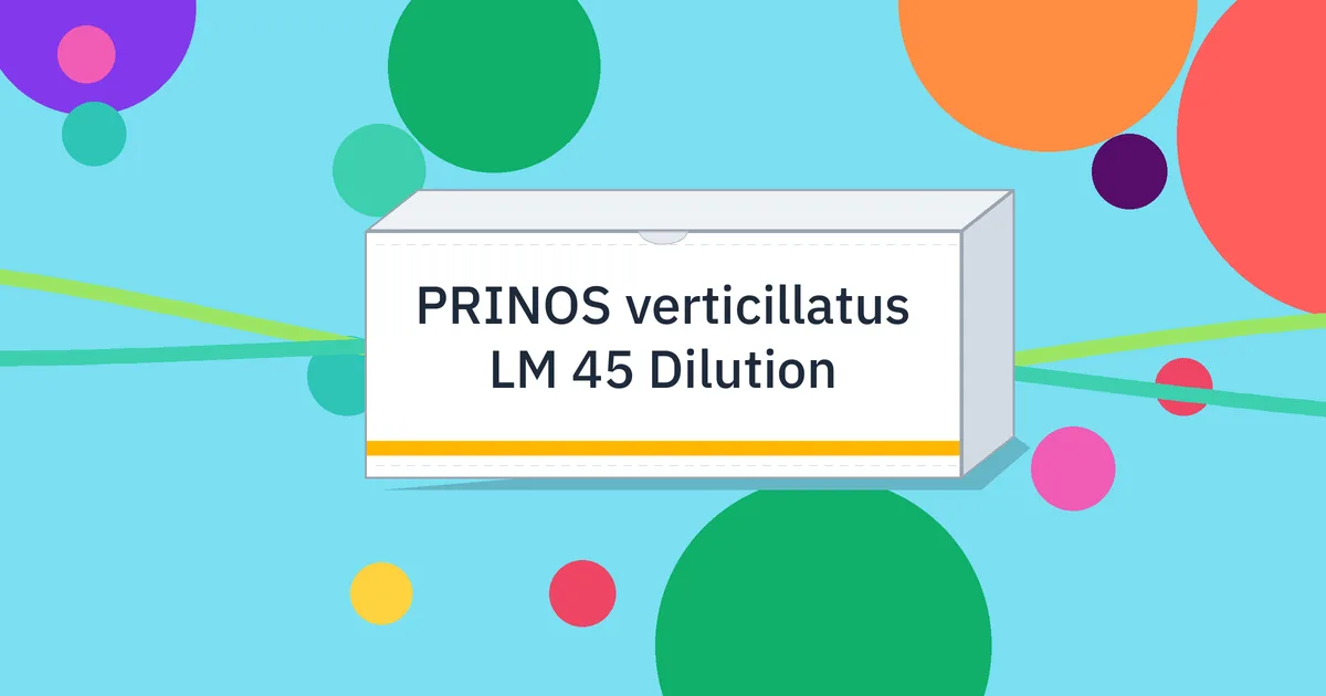 Symbolbild: Packung mit der Aufschrift PRINOS verticillatus LM 45 Dilution (PZN 13668219) – Verfügbarkeit und Bezug in Apotheken in Frankfurt am Main