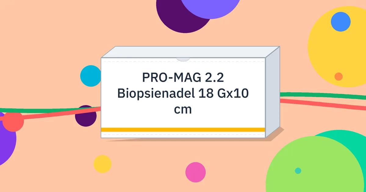 Symbolbild: Packung mit der Aufschrift PRO-MAG 2.2 Biopsienadel 18 Gx10 cm (PZN 06768506) – Verfügbarkeit und Bezug in Apotheken in Frankfurt am Main