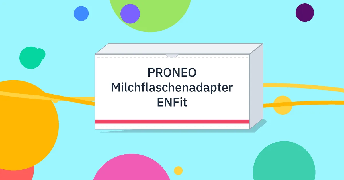 Symbolbild: Packung mit der Aufschrift PRONEO Milchflaschenadapter ENFit (PZN 11579428) – Verfügbarkeit und Bezug in Apotheken in Frankfurt am Main