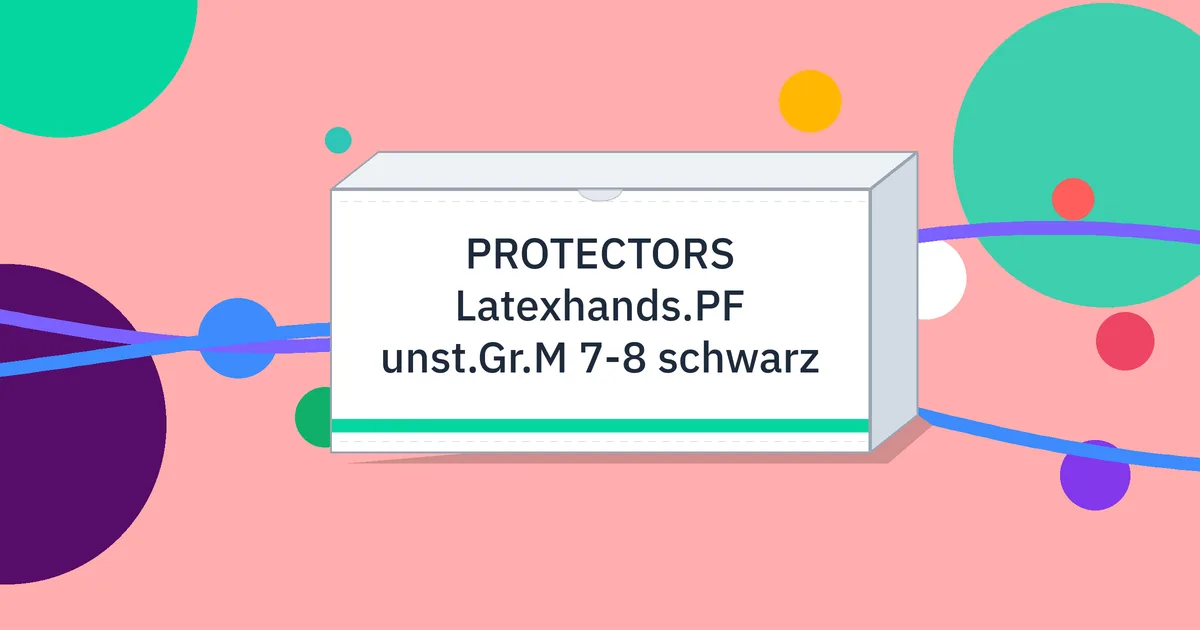 Symbolbild: Packung mit der Aufschrift PROTECTORS Latexhands.PF unst.Gr.M 7-8 schwarz (PZN 04683757) – Verfügbarkeit und Bezug in Apotheken in Frankfurt am Main
