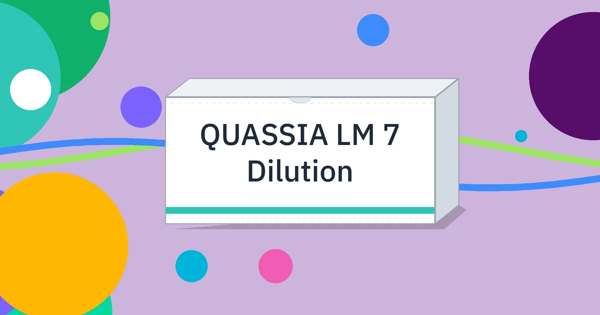 Symbolbild: Packung mit der Aufschrift QUASSIA LM 7 Dilution (PZN 13673137) – Verfügbarkeit und Bezug in Apotheken in Frankfurt am Main