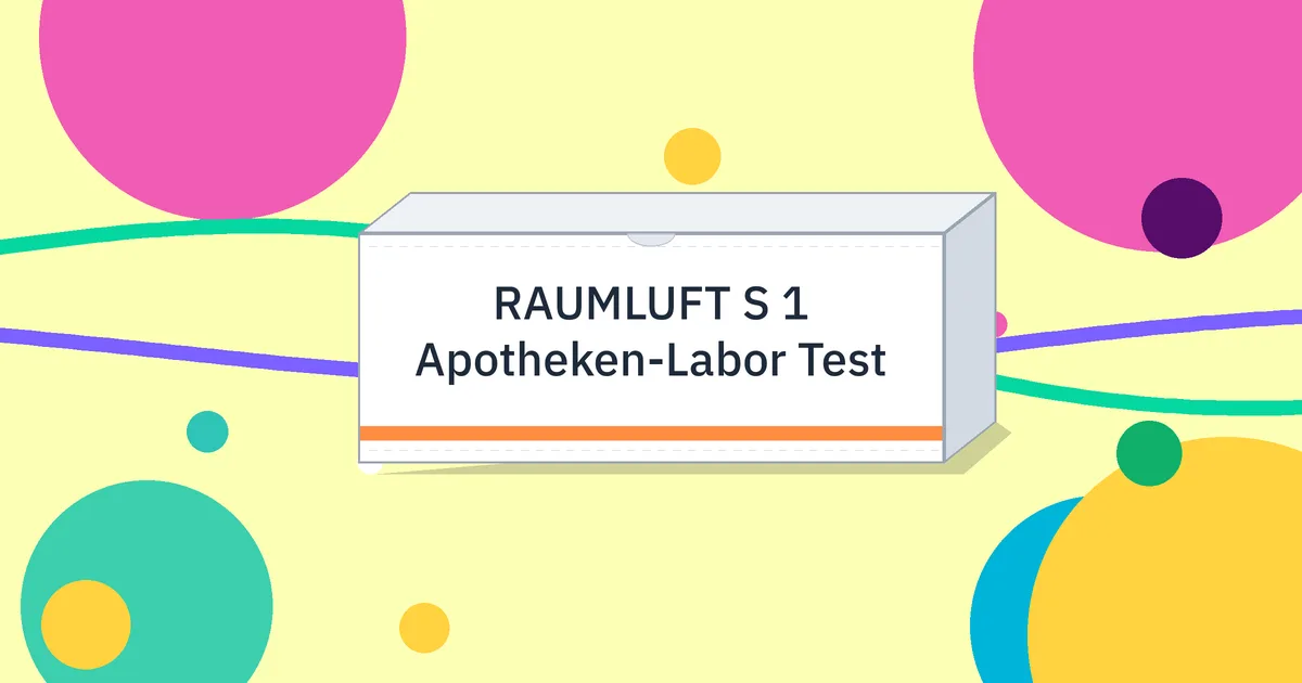 Symbolbild: Packung mit der Aufschrift RAUMLUFT S 1 Apotheken-Labor Test (PZN 05129891) – Verfügbarkeit und Bezug in Apotheken in Frankfurt am Main