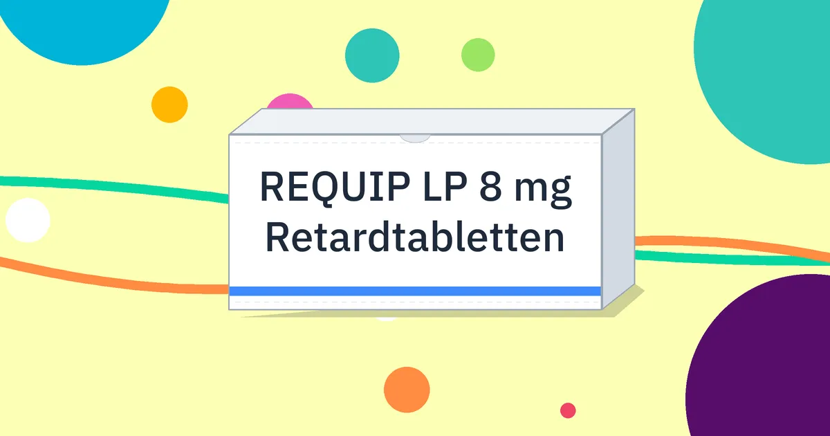 Symbolbild: Packung mit der Aufschrift REQUIP LP 8 mg Retardtabletten (PZN 00815771) – Verfügbarkeit und Bezug in Apotheken in Frankfurt am Main