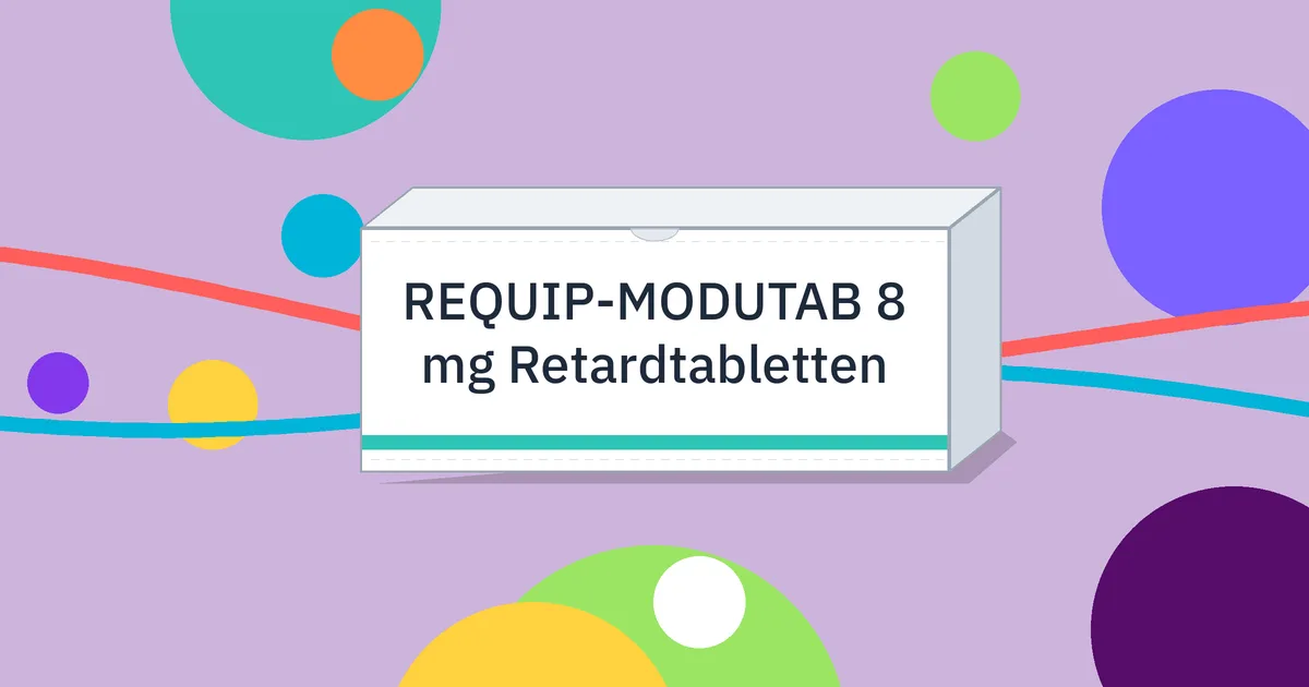 Symbolbild: Packung mit der Aufschrift REQUIP-MODUTAB 8 mg Retardtabletten (PZN 14178380) – Verfügbarkeit und Bezug in Apotheken in Frankfurt am Main