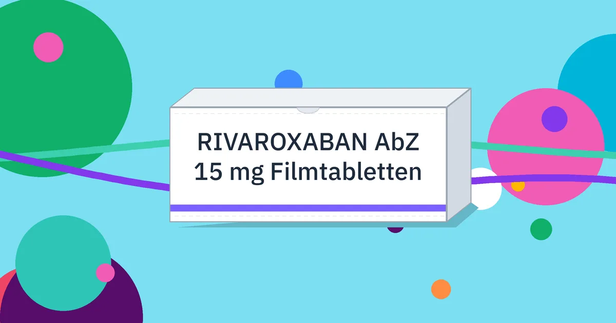 Symbolbild: Packung mit der Aufschrift RIVAROXABAN AbZ 15 mg Filmtabletten (PZN 18827007) – Verfügbarkeit und Bezug in Apotheken in Frankfurt am Main