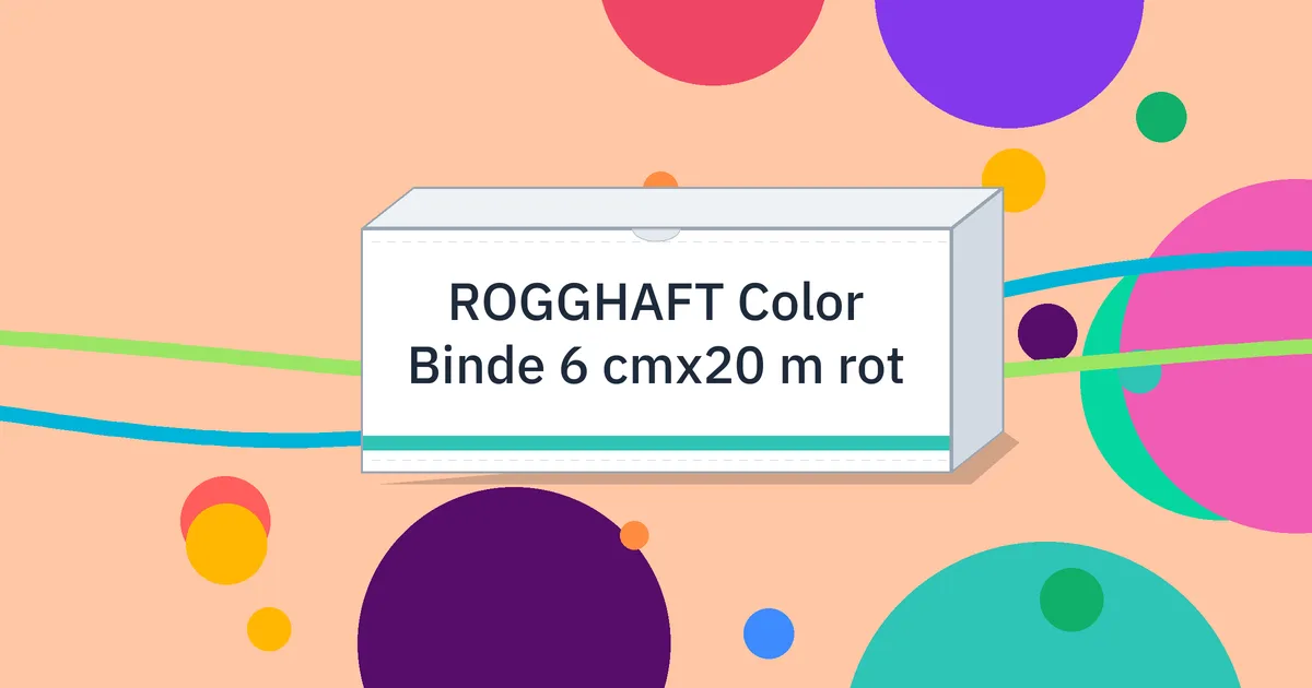 Symbolbild: Packung mit der Aufschrift ROGGHAFT Color Binde 6 cmx20 m rot (PZN 08419589) – Verfügbarkeit und Bezug in Apotheken in Frankfurt am Main