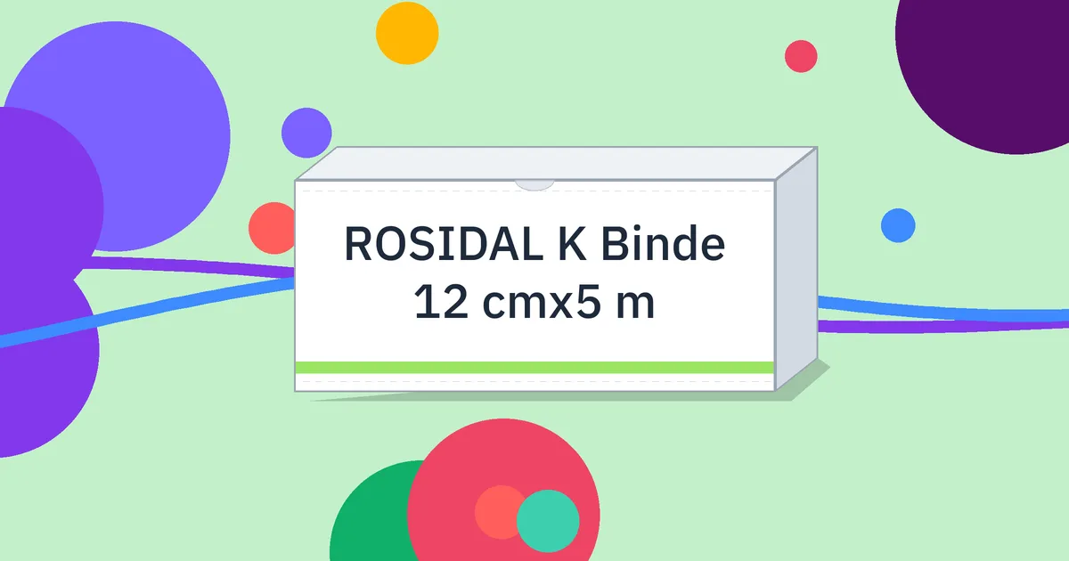 Symbolbild: Packung mit der Aufschrift ROSIDAL K Binde 12 cmx5 m (PZN 19895229) – Verfügbarkeit und Bezug in Apotheken in Frankfurt am Main