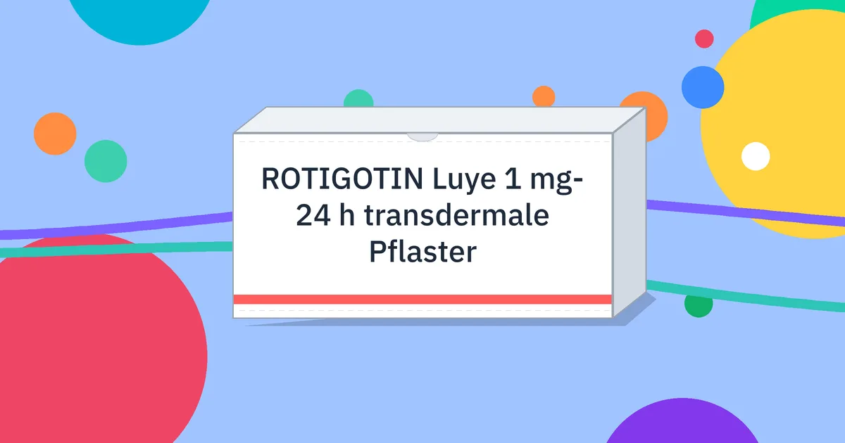 Symbolbild: Packung mit der Aufschrift ROTIGOTIN Luye 1 mg-24 h transdermale Pflaster (PZN 19379172) – Verfügbarkeit und Bezug in Apotheken in Frankfurt am Main