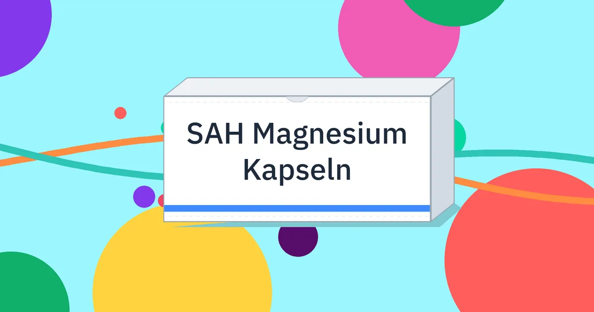 Symbolbild: Packung mit der Aufschrift SAH Magnesium Kapseln (PZN 18664858) – Verfügbarkeit und Bezug in Apotheken in Frankfurt am Main