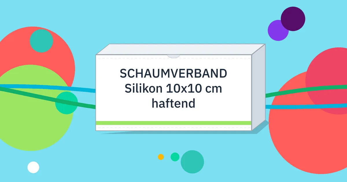 Symbolbild: Packung mit der Aufschrift SCHAUMVERBAND Silikon 10x10 cm haftend (PZN 14180632) – Verfügbarkeit und Bezug in Apotheken in Frankfurt am Main