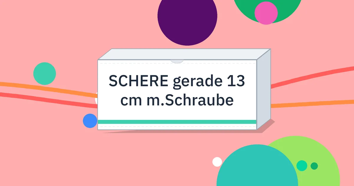 Symbolbild: Packung mit der Aufschrift SCHERE gerade 13 cm m.Schraube (PZN 01735850) – Verfügbarkeit und Bezug in Apotheken in Frankfurt am Main