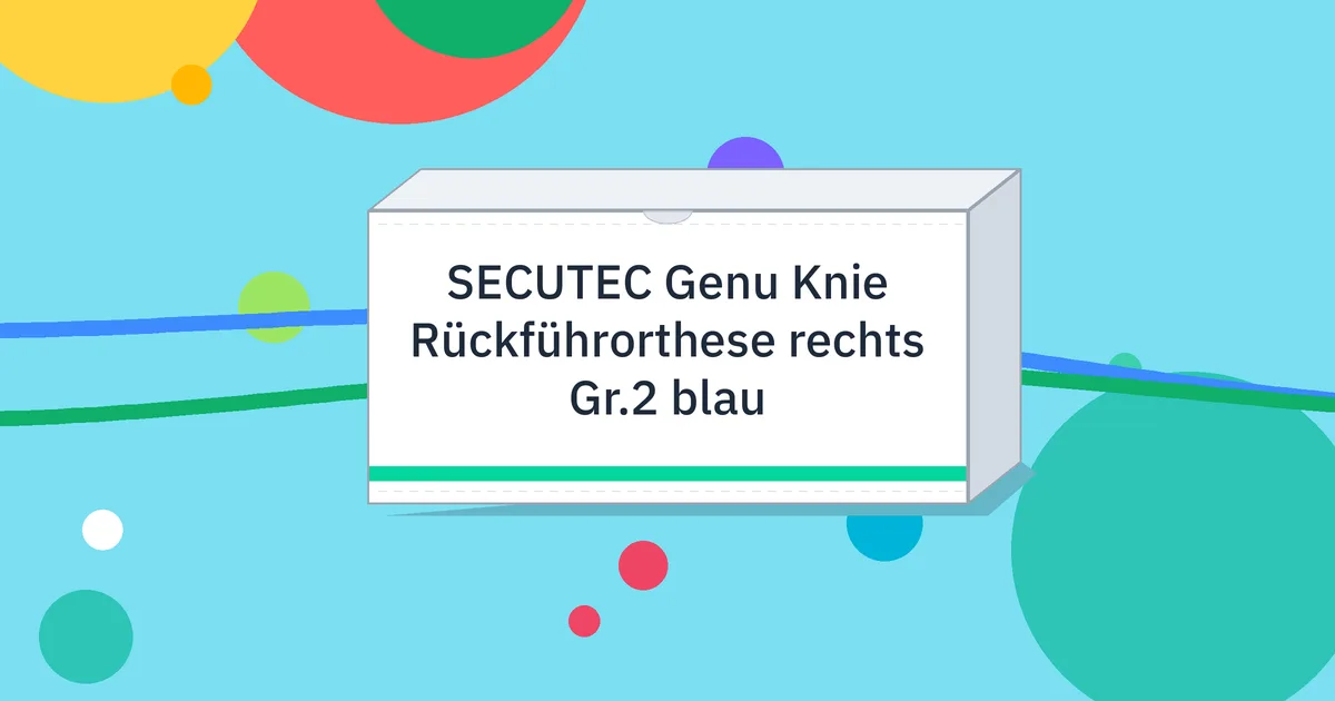 Symbolbild: Packung mit der Aufschrift SECUTEC Genu Knie Rückführorthese rechts Gr.2 blau (PZN 12510781) – Verfügbarkeit und Bezug in Apotheken in Frankfurt am Main
