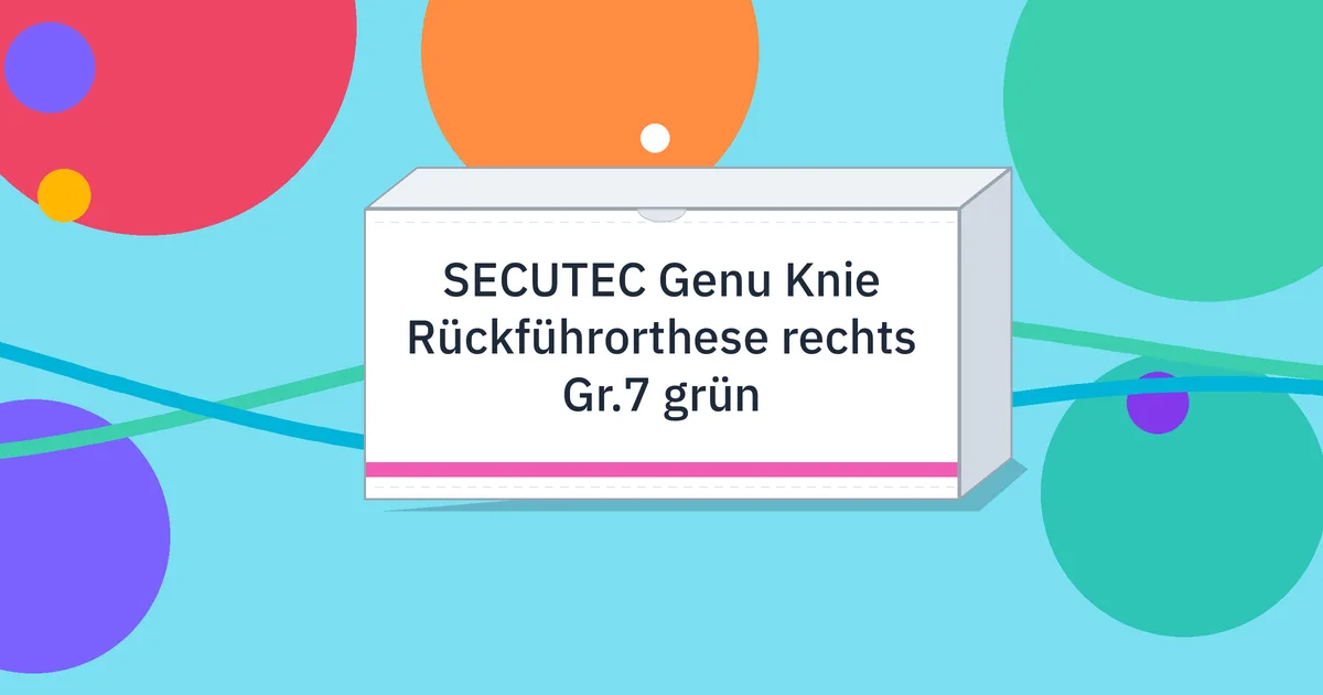 Symbolbild: Packung mit der Aufschrift SECUTEC Genu Knie Rückführorthese rechts Gr.7 grün (PZN 13568914) – Verfügbarkeit und Bezug in Apotheken in Frankfurt am Main