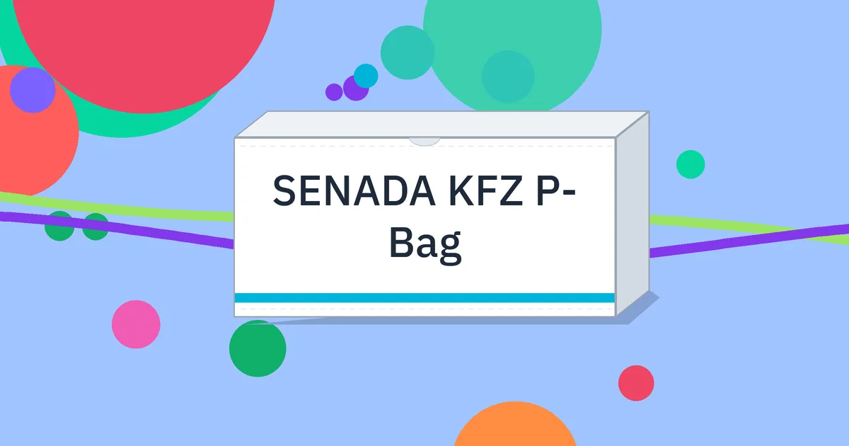 Symbolbild: Packung mit der Aufschrift SENADA KFZ P-Bag (PZN 06786987) – Verfügbarkeit und Bezug in Apotheken in Frankfurt am Main