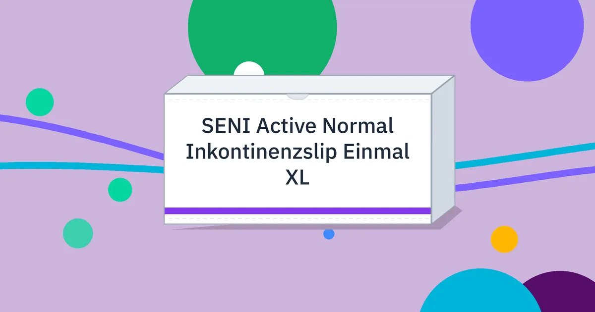 Symbolbild: Packung mit der Aufschrift SENI Active Normal Inkontinenzslip Einmal XL (PZN 12663817) – Verfügbarkeit und Bezug in Apotheken in Frankfurt am Main