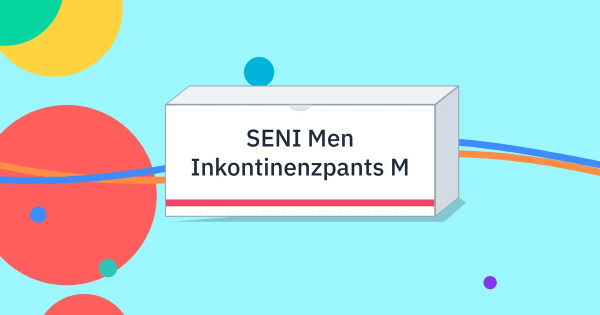 Symbolbild: Packung mit der Aufschrift SENI Men Inkontinenzpants M (PZN 19527075) – Verfügbarkeit und Bezug in Apotheken in Frankfurt am Main