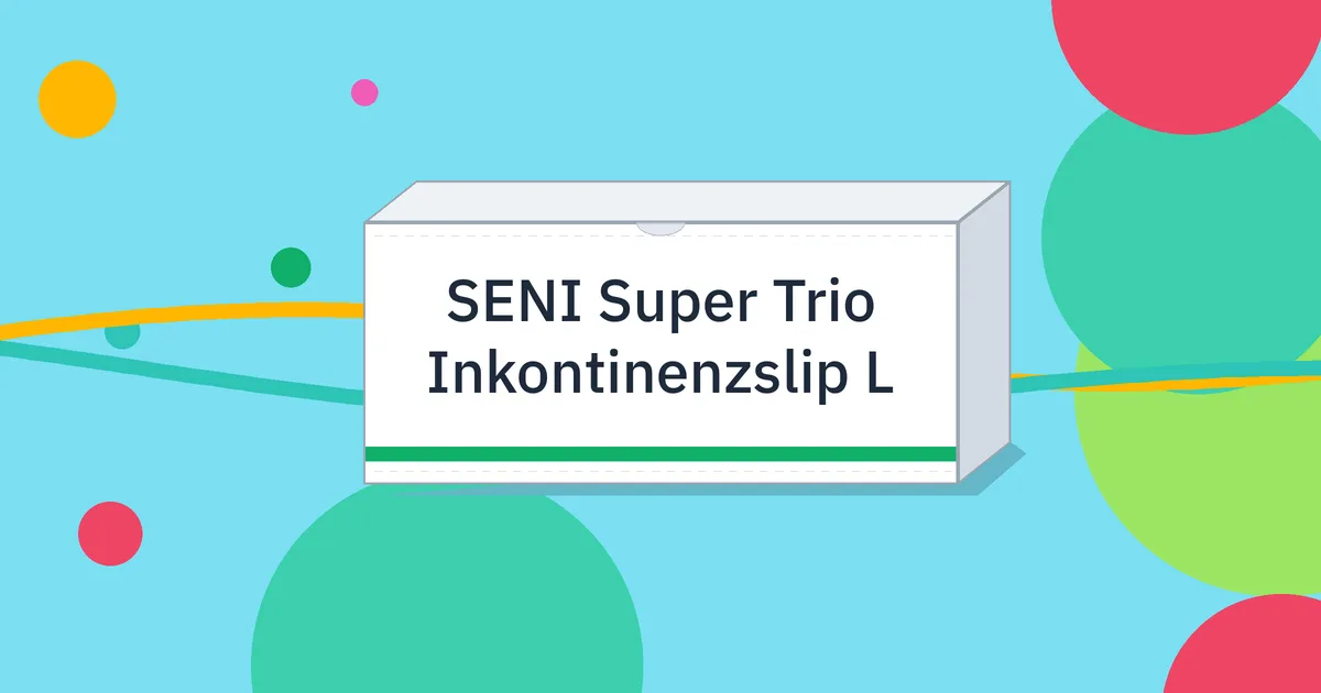 Symbolbild: Packung mit der Aufschrift SENI Super Trio Inkontinenzslip L (PZN 03149725) – Verfügbarkeit und Bezug in Apotheken in Frankfurt am Main