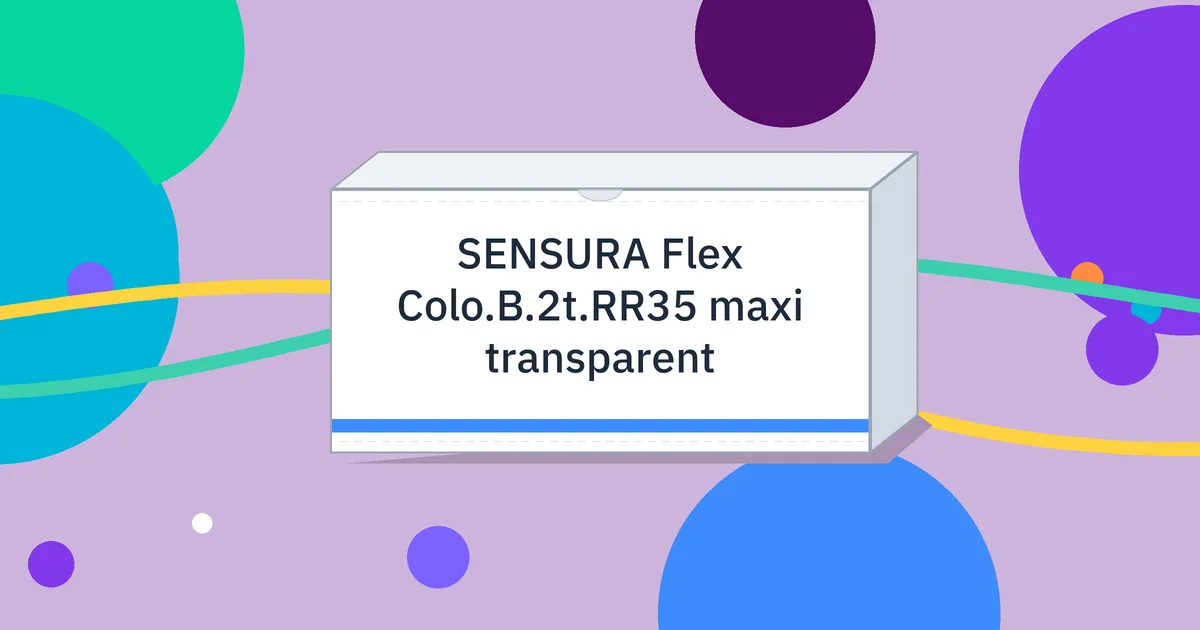 Symbolbild: Packung mit der Aufschrift SENSURA Flex Colo.B.2t.RR35 maxi transparent (PZN 03067306) – Verfügbarkeit und Bezug in Apotheken in Frankfurt am Main